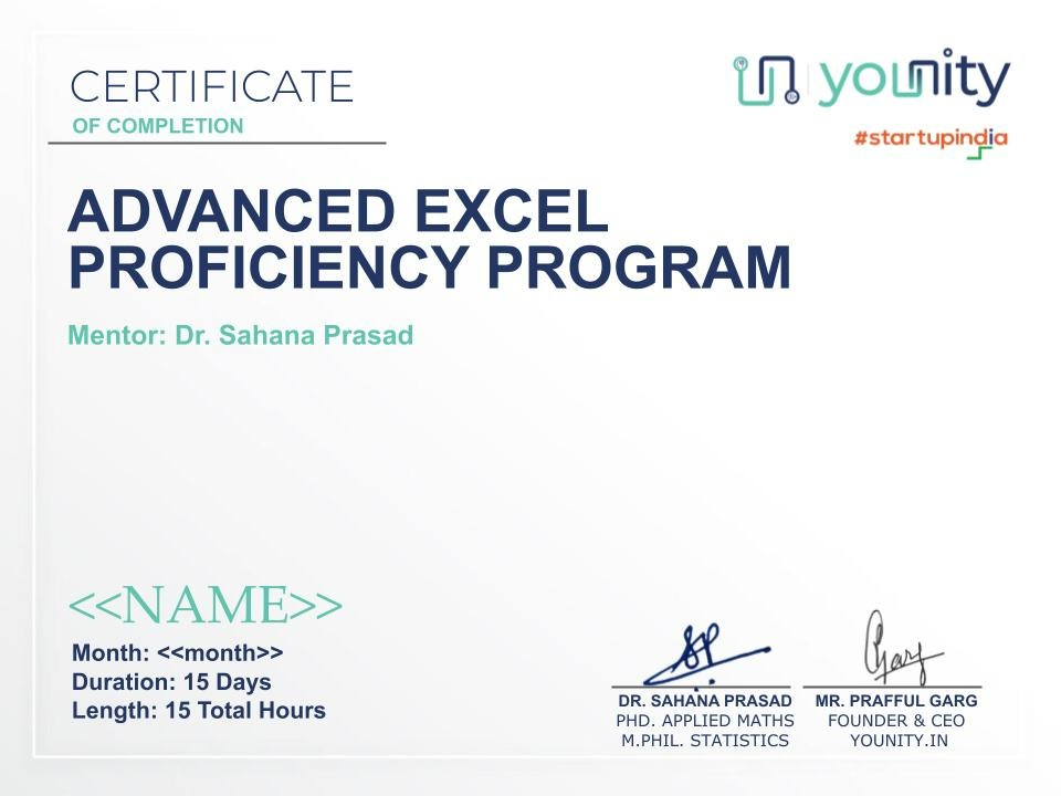 Advanced Excel Pre Recorded Course